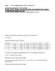 Lab Physics II Odt Name Class College Physics II Lab Section Laboratory Report