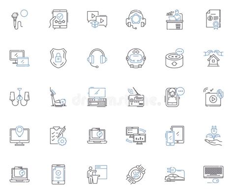 Tech Industry Line Icons Collection Innovation Disruption Blockchain Cybersecurity Cloud