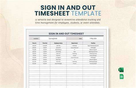 Free Sign In Sign Out Templates In Excel To Download