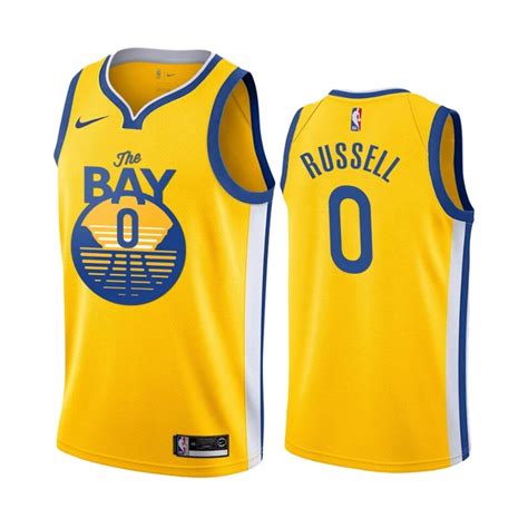 Men 0 D Angelo Russell Jersey Yellow Golden State Warriors Jersey Swin Nreball Golden State