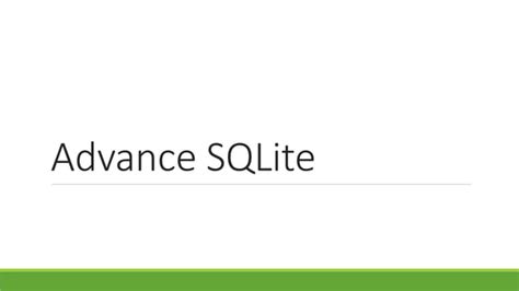 advance sqlite3 ppt