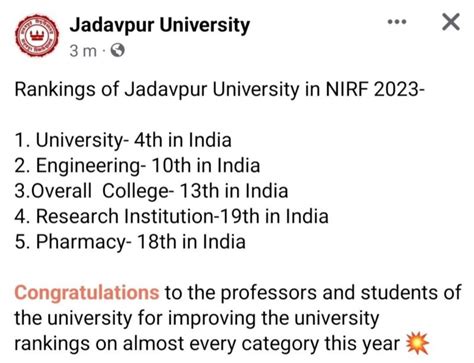 Sandip Kumar Saha On Linkedin Jadavpuruniversity Nirf Nirfrankings Nirf2023 Engineering