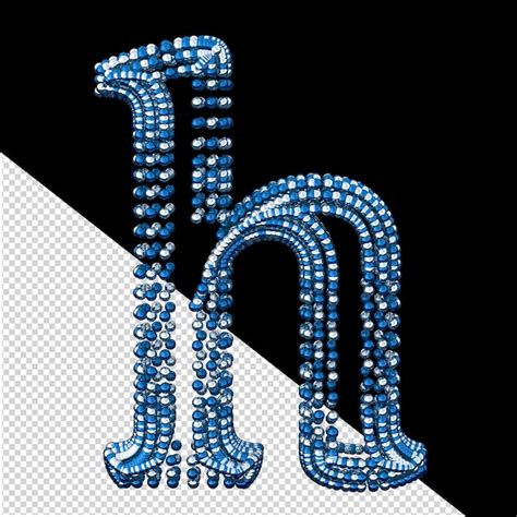 작은 은색과 파란색 3d 구체 문자 H의 상징 프리미엄 Psd 파일