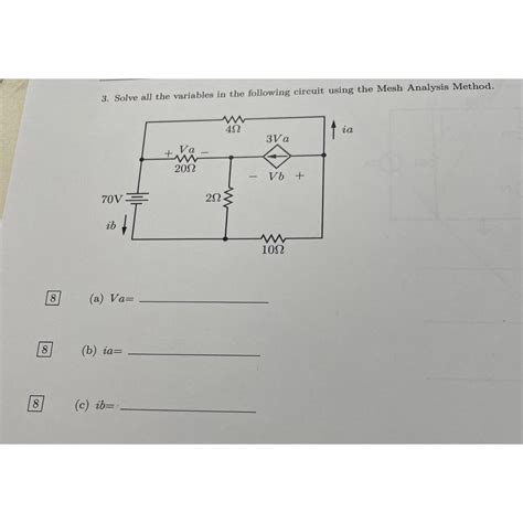 solved solve all the variables in the following circuit