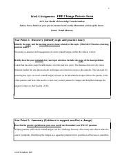 EBP Change Process Meneses Docx Week Assignment EBP Change Process Form ACE Star Model