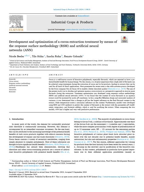development and optimization of a cocoa extraction treatment by means of the response surface