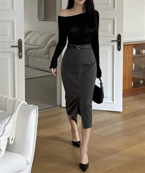 여름버전 추가 당일발송 벨트set 격식룩 하객룩 H 라인 롱 슬릿 스커트