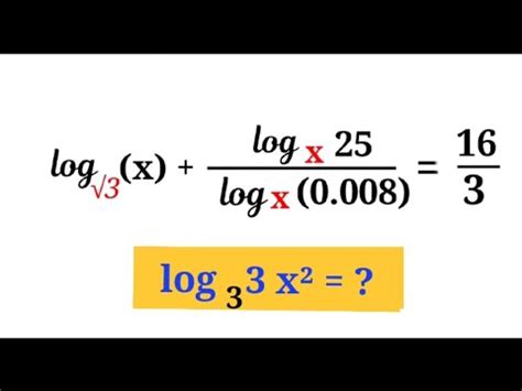 How to find value of x and log 3 x² to the 3 base YouTube