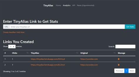 tinyalias url shortener design and its features jason s notes