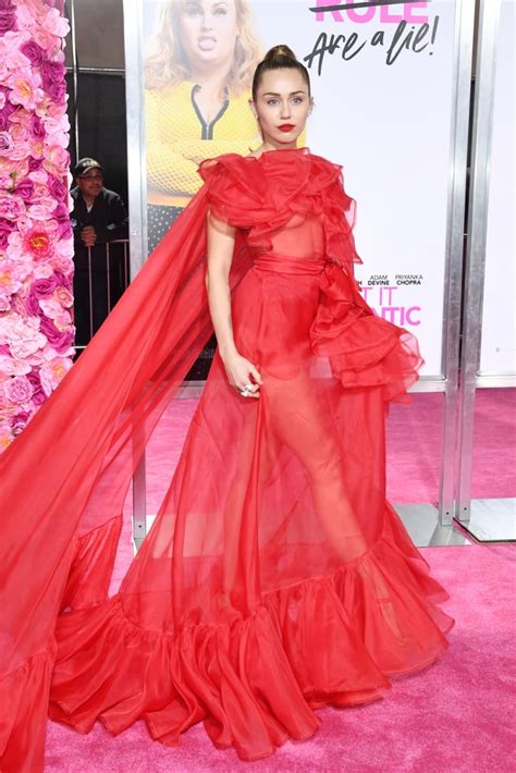 Miley Cyruss Red Dress At Isnt It Romantic Premiere Popsugar Fashion