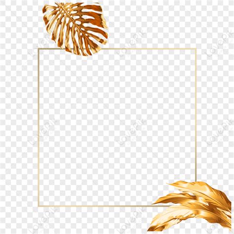 금색 열대 식물 일러스트 사각형 테두리정밀하다질감 Png 일러스트 무료 다운로드 Lovepik