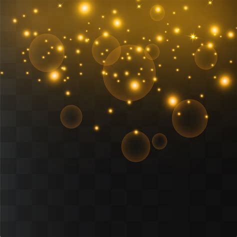 흰색 불꽃과 황금 별이 특별한 조명 효과로 반짝입니다 요정 가루의 반짝이는 입자 프리미엄 벡터