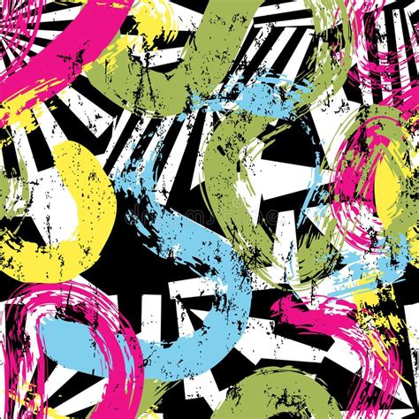 Seamless Abstract Background Composition With Stripes Black And White