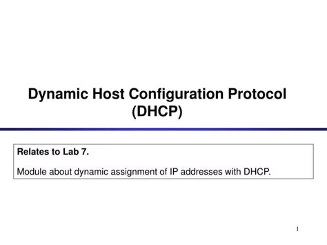 Ppt Dynamic Host Configuration Protocol Dhcp Powerpoint Presentation Id1888398