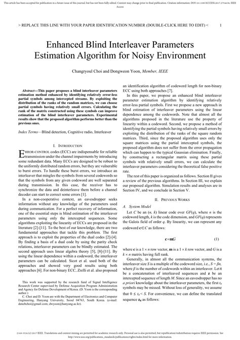 Pdf Enhanced Blind Interleaver Parameters Estimation Algorithm For Noisy Environment