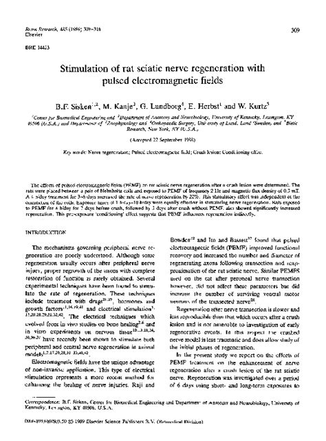 Pdf Stimulation Of Rat Sciatic Nerve Regeneration With Pulsed Electromagnetic Fields