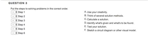 Solved Put The Steps To Solving Problems In The Correct Chegg