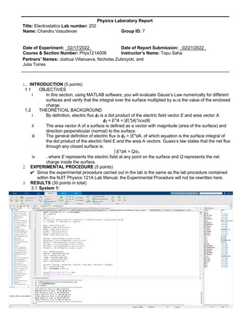 Lab 202 Numerical Verification Of Guasss Law Pdf