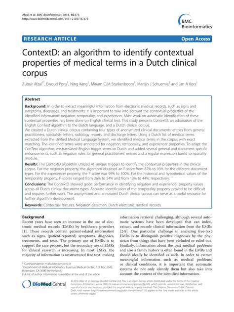Pdf Contextd An Algorithm To Identify Contextual Properties Of