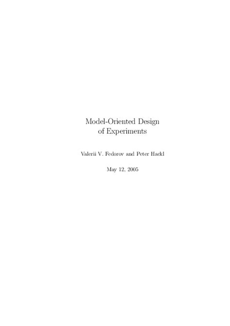 Pdf Model Fittingexperimental Design Techniques