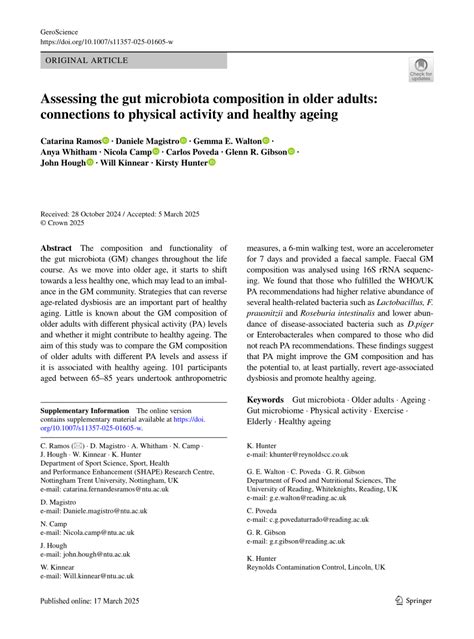 Pdf Assessing The Gut Microbiota Composition In Older Adults