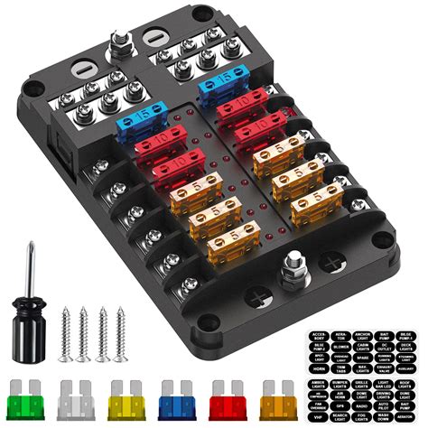 Buy Marine Fuse Block 12v Fuse Box 12way Boat Fuse Panel 12v Power