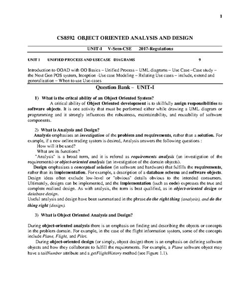 Cs8592 Object Oriented Analysis And Design Unified Process And Use Case