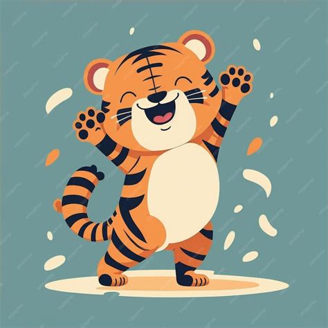 귀여운 만화 호랑이 벡터 일러스트 레이 션 프리미엄 사진