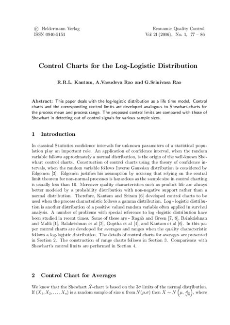 Pdf Control Charts For The Log Logistic Distribution