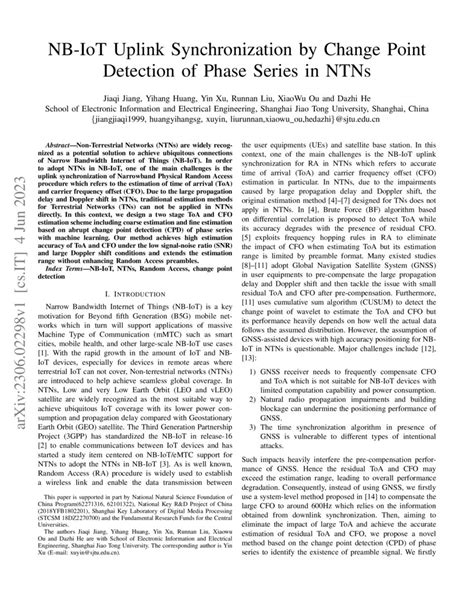 NB IoT Uplink Synchronization By Change Point Detection Of Phase Series In NTNs DeepAI