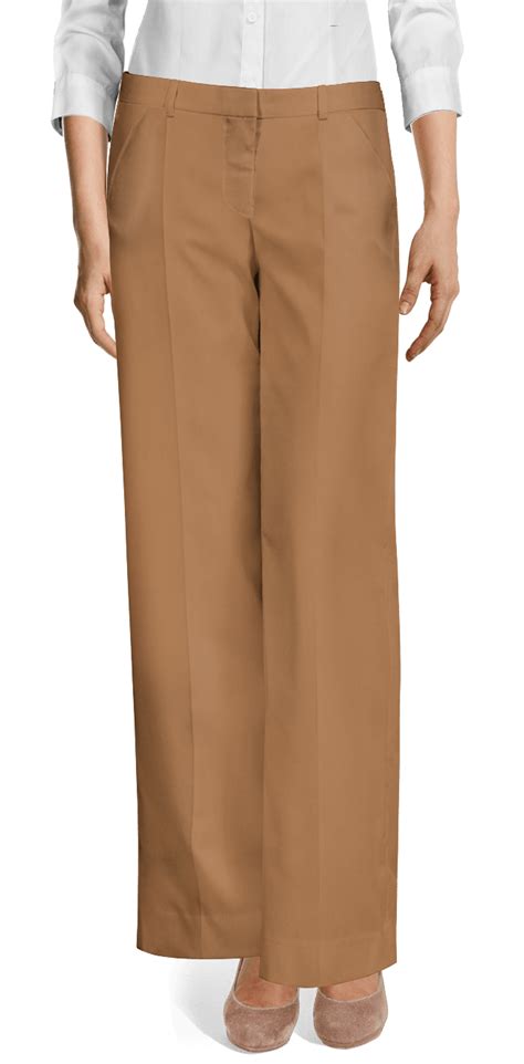 Camel Flat Front Stretch Wide Leg Pants