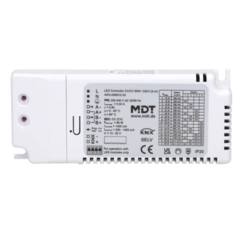 Mdt Akd 0260cc02 Led Controller Cccv 60 W 230 V 2 Kanal 20417