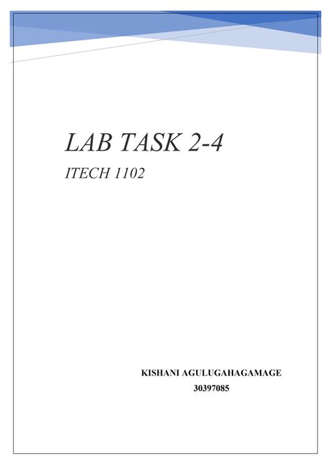 Itech 1102 Lab Assignment 1 30397085 Kishani Agulugahagamage 30397085 Lab Task 2 Itech