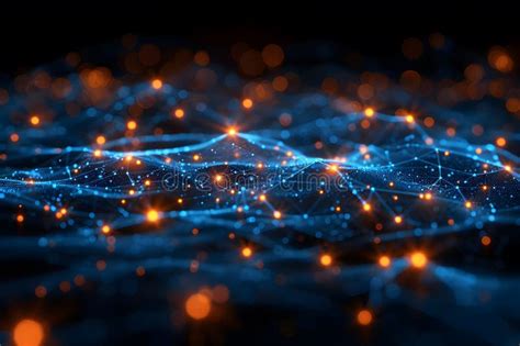 Futuristic Network Visualization With Glowing Nodes And Connections Generative Ai Stock Image