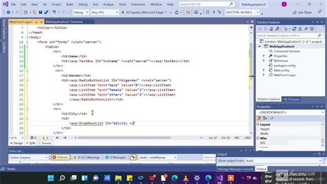 How To Create Radio Button And Dropdown In A Web Application Using Aspnet Asp Dotnet Textbox