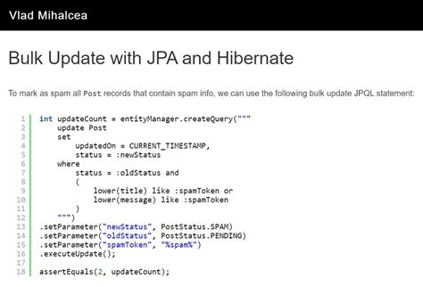Vlad Mihalcea On Linkedin Bulk Update And Delete With Jpa And