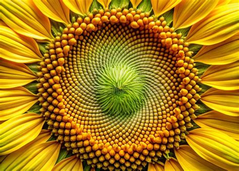Unveiling The Mathematical Marvel A Panoramic Closeup Of A Sunflower Exposing Its Fibonacci