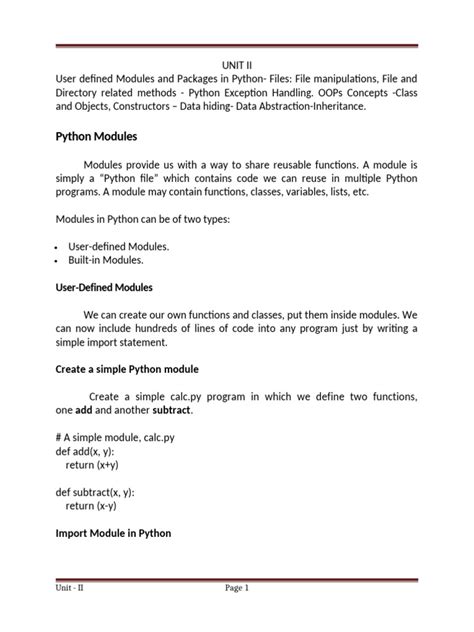 Python Modules Packages And Exceptions Pdf Method Computer