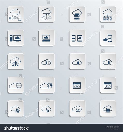 Set Computer Cloud Related Vector Icons Stock Vector Royalty Free