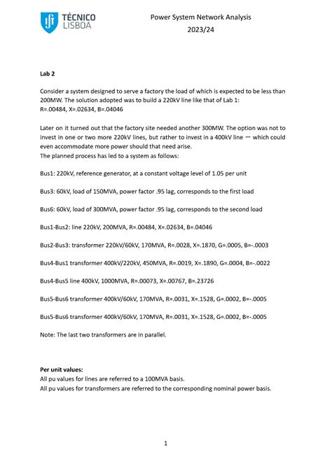 Lab2 Matlab Power System Network Analysis 2023 Lab 2 Consider A