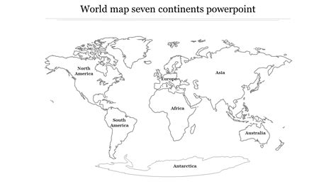 Simple World Map Seven Continents Powerpoint Templates