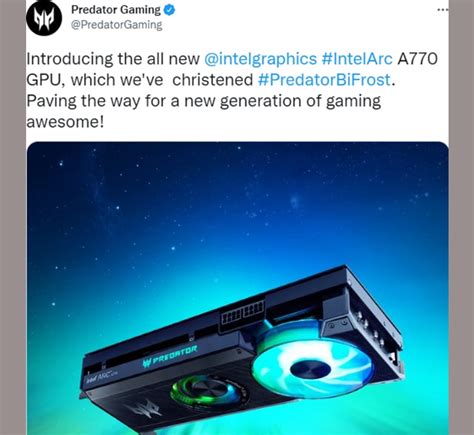 Acer Teases Its Custom Predator Bifrost Arc A770 Graphics Card Hothardware