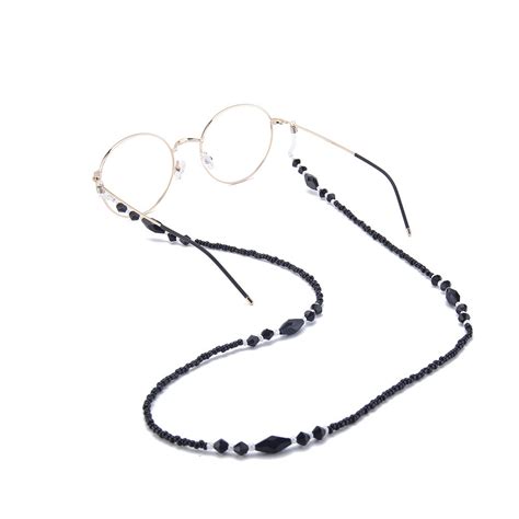 Black Acrylic Beaded Eyeglass Chains Reading Spect Vicedeal