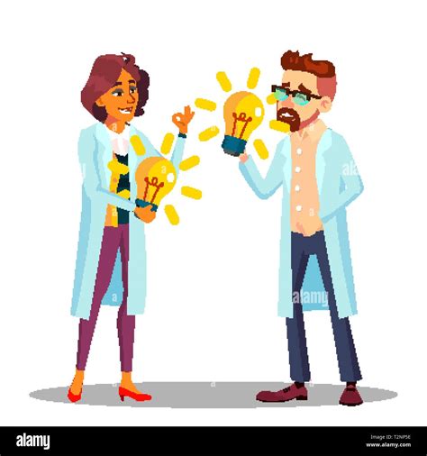 Inventor Man Woman Vector Scientist Or Business Person Inventor Success Illustration Stock