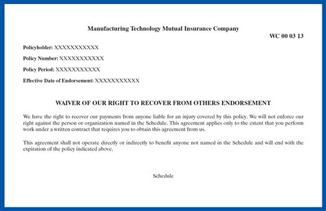 Insurance Waiver Of Subrogation Financial Report