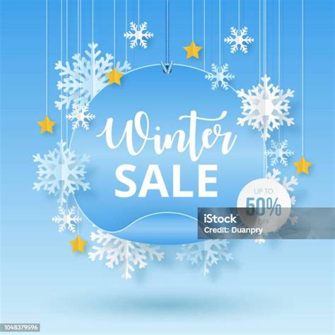 겨울 판매 배너입니다 종이 접기 눈입니다 벡터 일러스트입니다 12월에 대한 스톡 벡터 아트 및 기타 이미지 12월 가격 개념 Istock