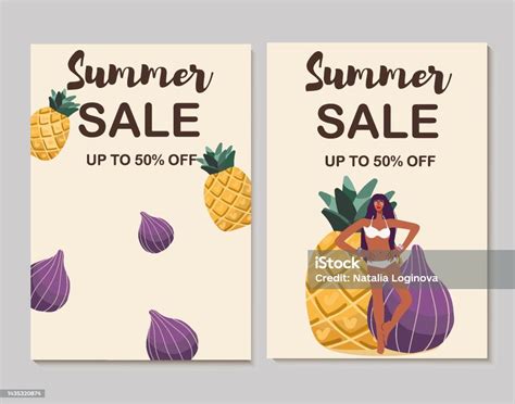 다채로운 벡터 여름 판매 포스터 배너 배경 휴가 분위기 엽서 초대장 여름 분위기 스윙 드래곤 과일 피타야 열대 태그 휴식 휴가에 거꾸로 여자 개념에 대한 스톡 벡터 아트 및