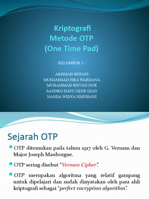 kriptografi metode otp one time pad pdf