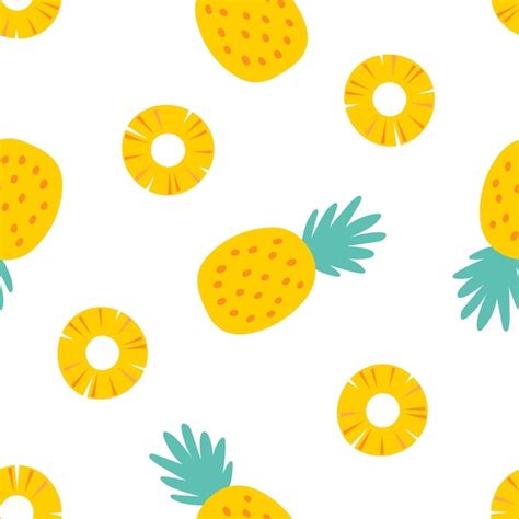 Premium Vector Seamless Pattern With Pineapples And Slices
