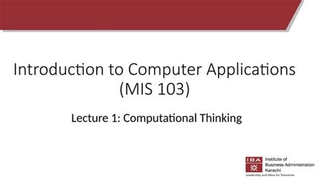 Lecture 1 Introduction To Computational Thinking Pptx